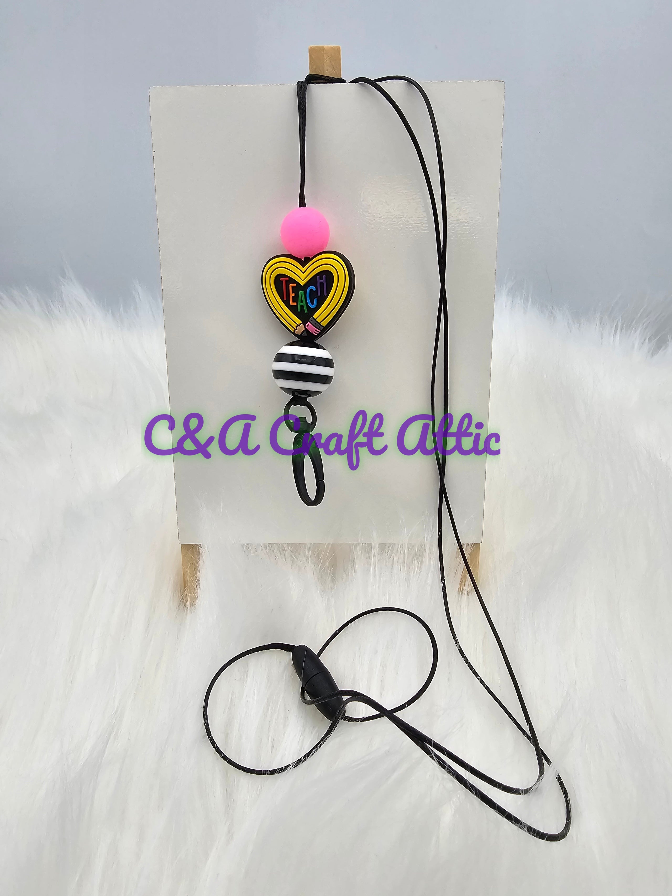 Teach, Pencil Heart - Lanyard | C&A Craft Attic
